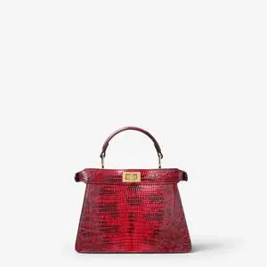Fendi Peekaboo Iseeu Petite Dark Red Lizard Leather Bag